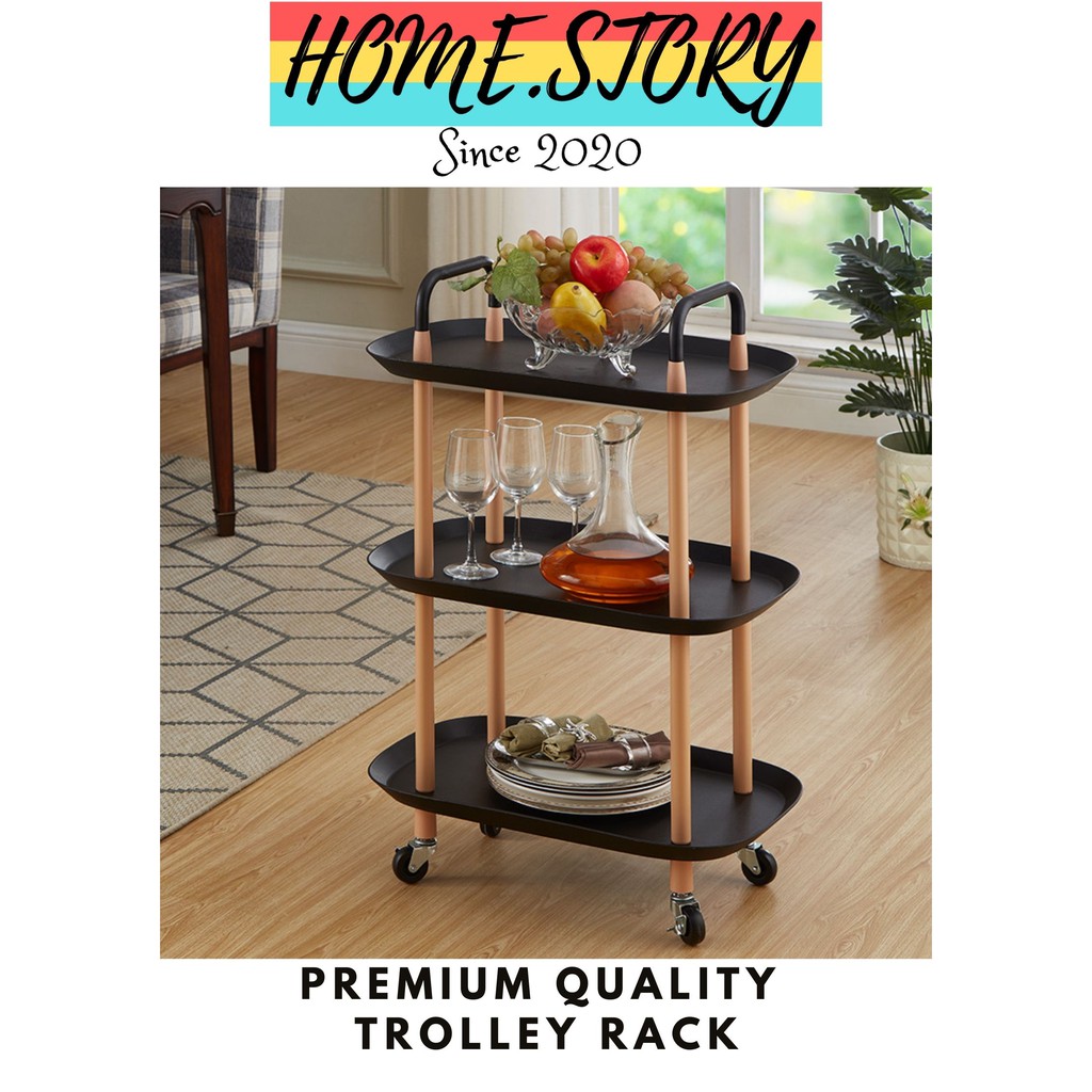 Home.Story 3 Tier Multipurpose living room storage rack Trolley Nordic ...