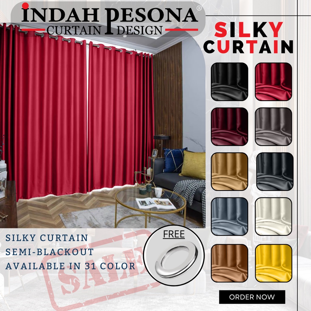 SE21 Ready Made Curtain !!!Siap Jahit Langsir Langsir RAYA Kain Tebal ...