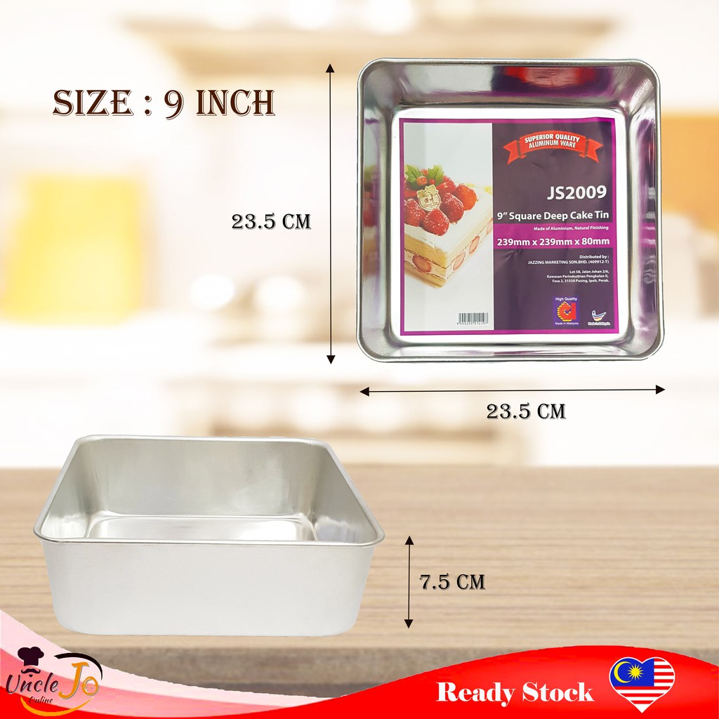 Aluminium Extra Deep Square Cake Mould (Deep 64mm-82mm) 6/7/8/9/10 Inch ...