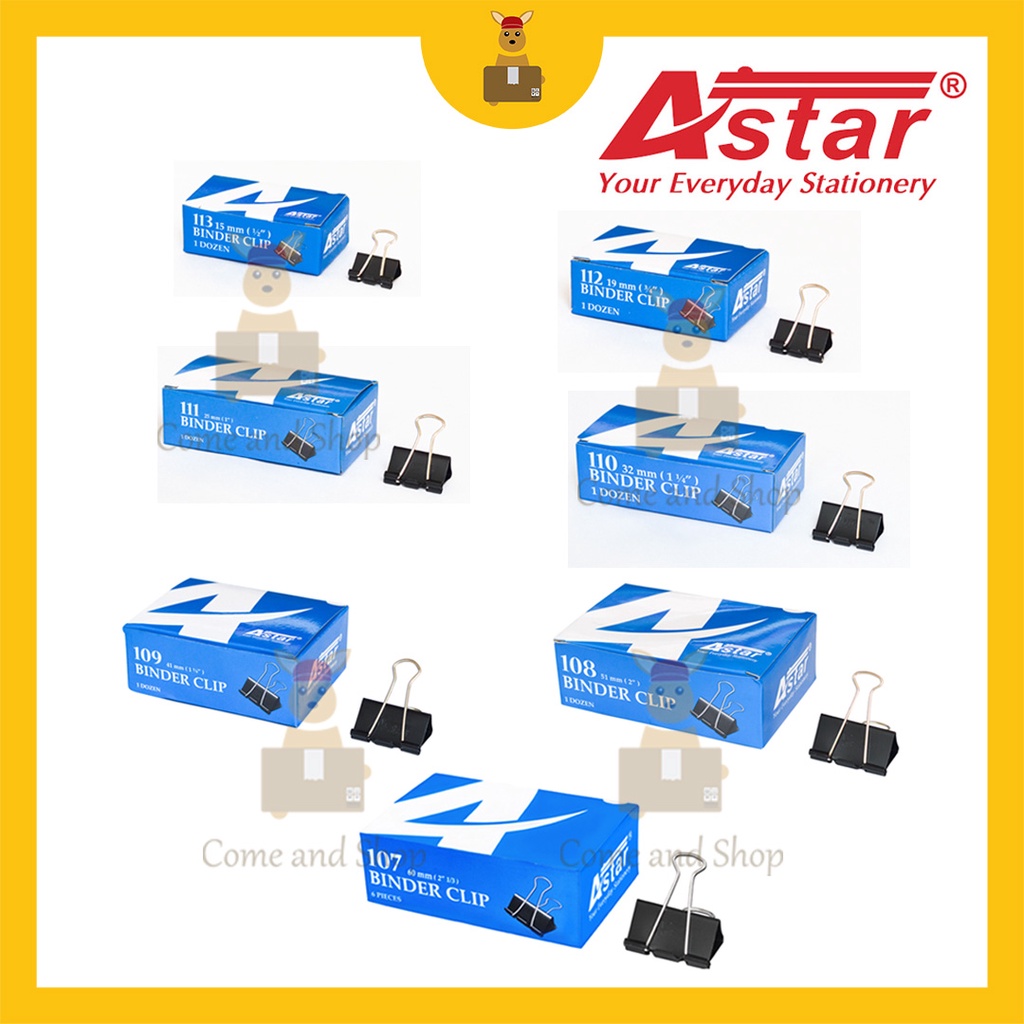 ASTAR Binder Clip Double sided Clip 15mm/19mm/25mm/32mm/41mm/51mm/60mm ...