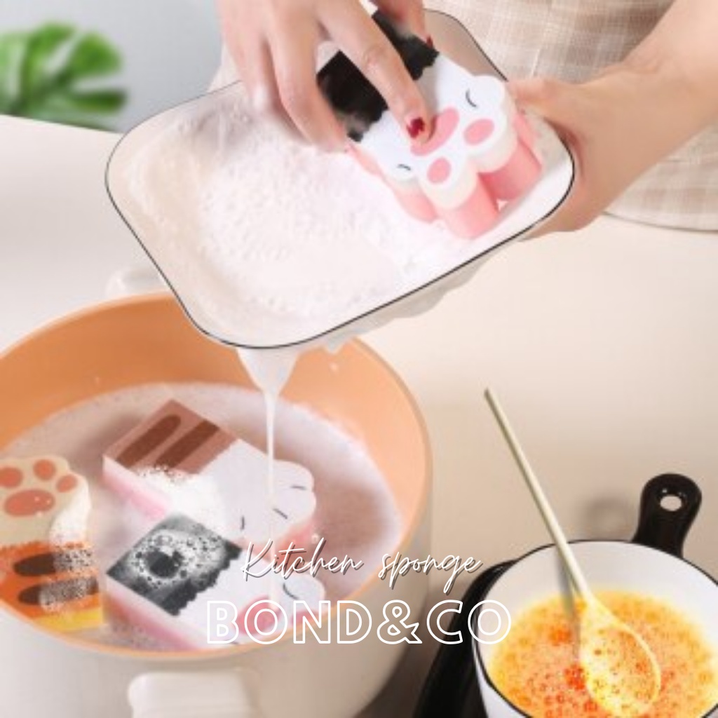 3 x KITCHEN SPONGE CAT PAWS | SPAN BASUH PINGGAN | Shopee Malaysia