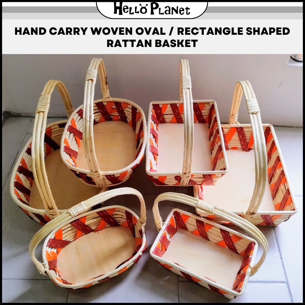 Hand Carry Woven Oval / Rectangle Shaped Rattan Basket | Hamper ...