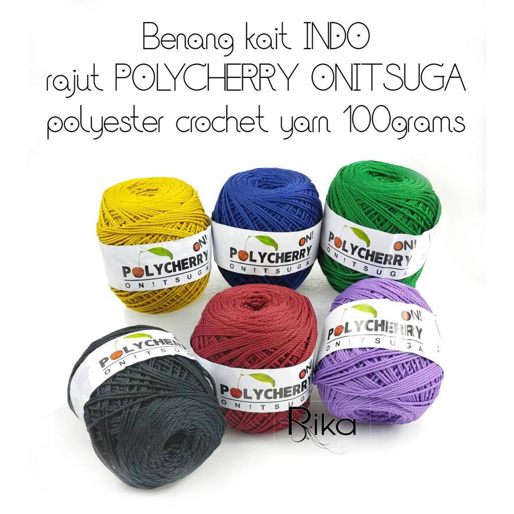 Benang kait INDO rajut POLYCHERRY ONITSUGA polyester crochet yarn ...