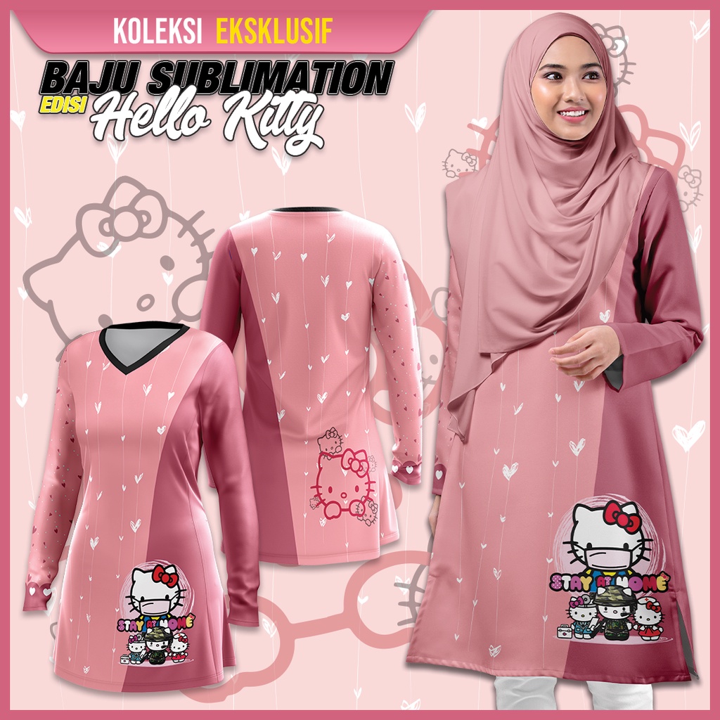 BAJU JERSEY MUSLIMAH BAJU HELLO KITTY SET IBU DAN ANAK (PREORDER ...