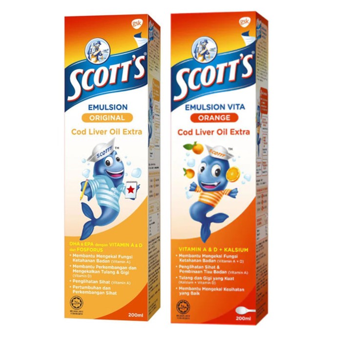 Scott's Emulsion Cod Liver Oil Extra (Original 200ml Exp:9/24, 2x400ml ...