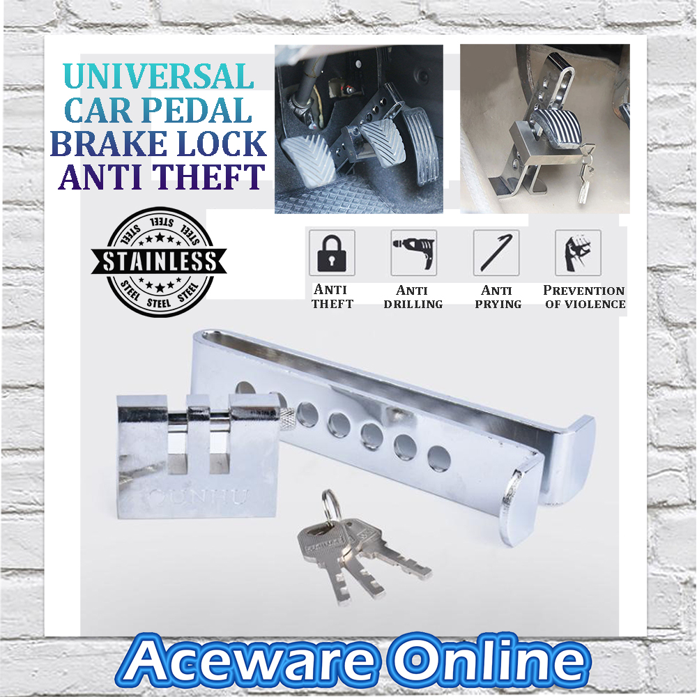 LQ-248 STAINLESS STEEL UNIVERSAL CAR PEDAL BRAKE LOCK ANTI THEFT ...