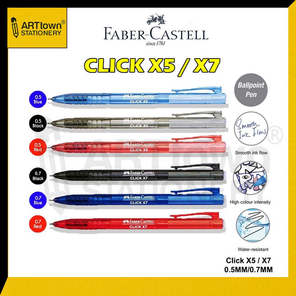 Faber Castell Click X Ball Pen X5 0.5mm 1425 / X7 0.7mm 1422 / Faber ...