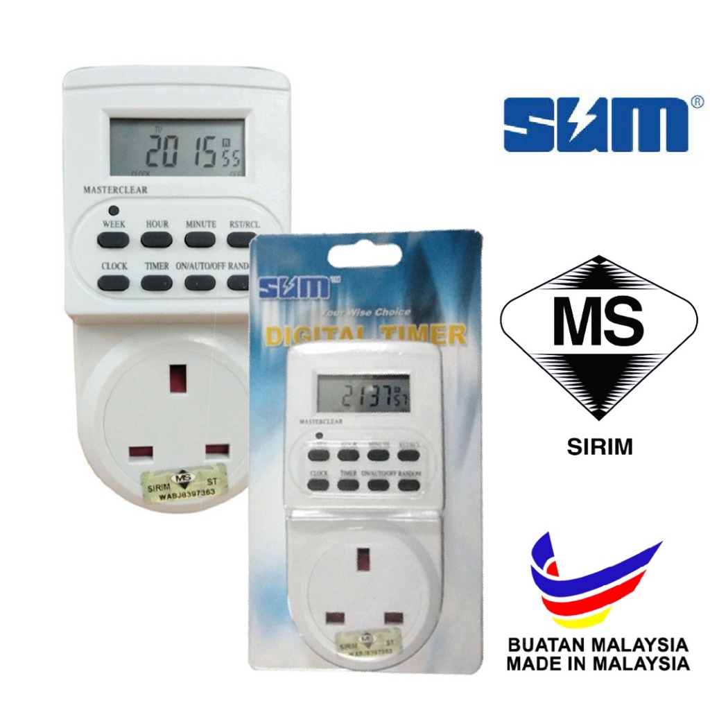 Sum0026 13A Digital Timer Plug (Back up Battery) with 1 years Warranty ...