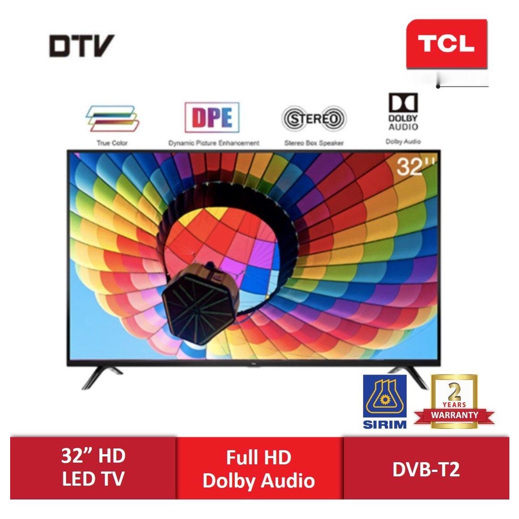 TCL 32D3000 32" D3000 FHD LED TV - Wide Viewing Angle / Dolby Audio / HDMI / USB / DVB-T2 (NEW ...