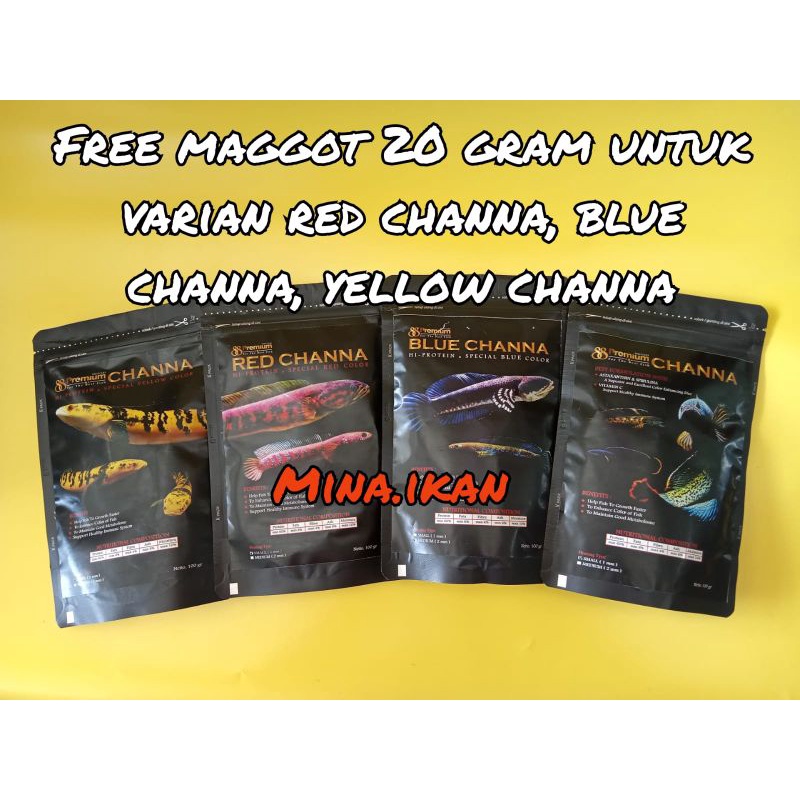 Premium Yellow Channa Feed Pellets 100g Red Blue Exclusive Predator ...