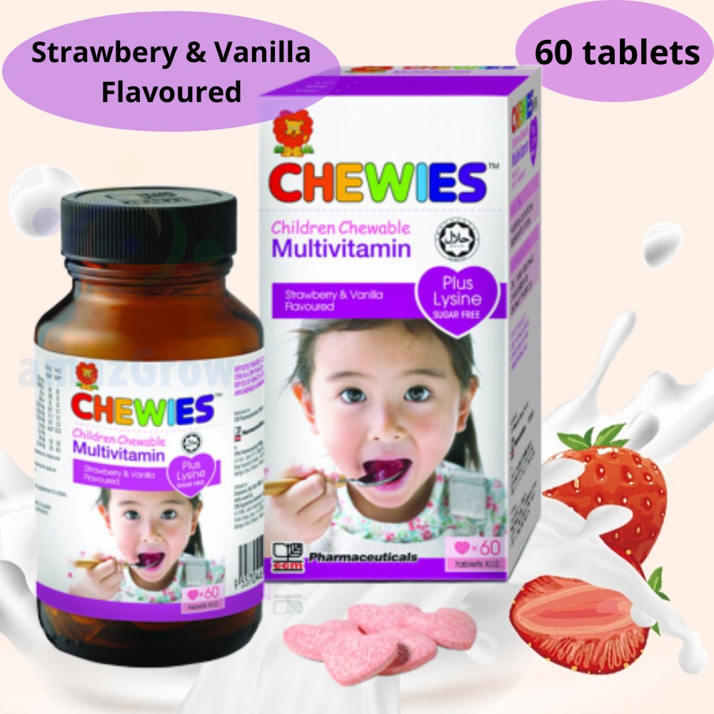 Chewies Multivitamin Strawberry & Vanilla Flavoured (60 tablets ...