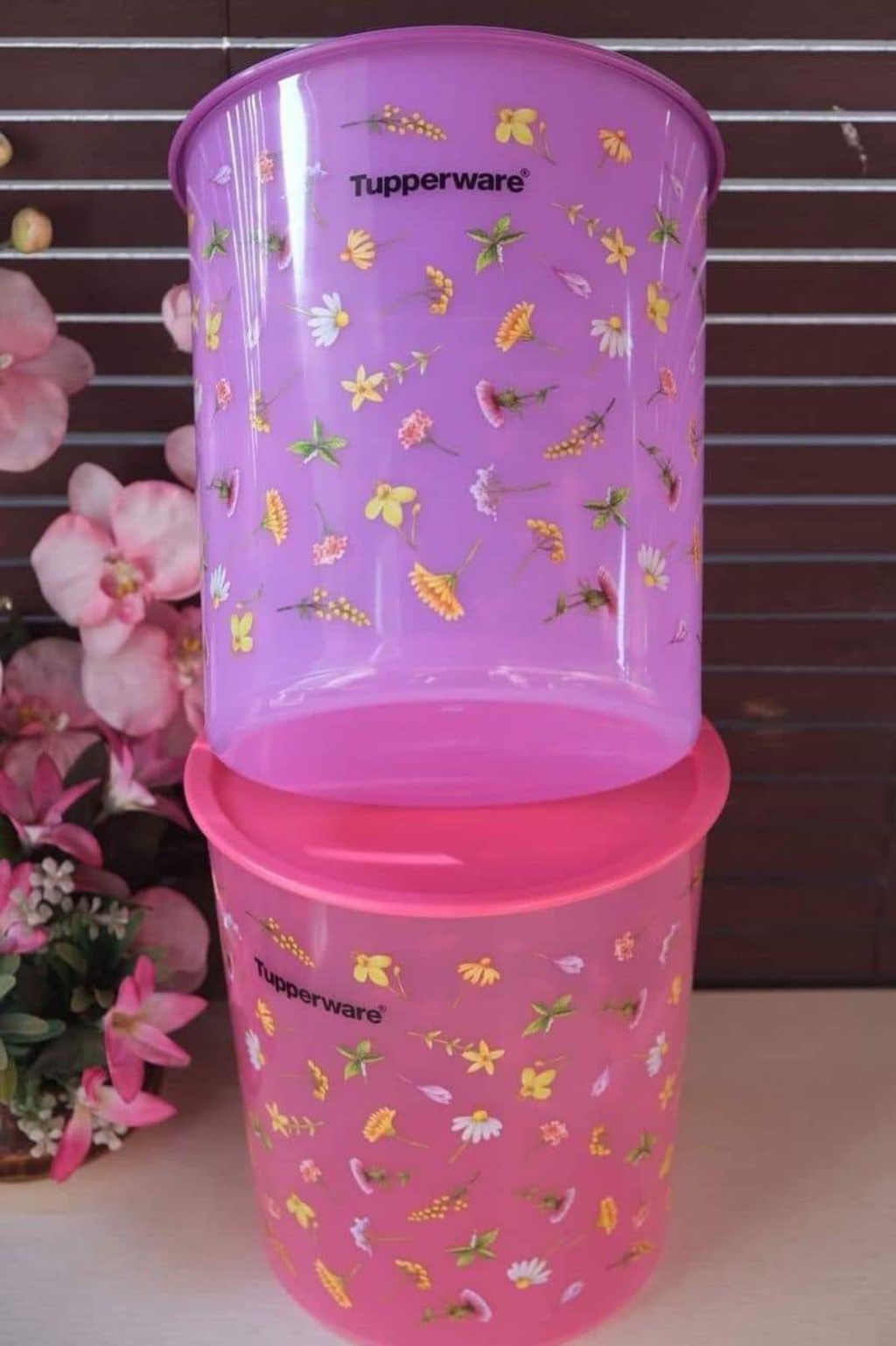 Tupperware Royal Rose or Spring Blooms Maxi Canister 5.5L ( Airtight Liquid Tight Giant Canister ...
