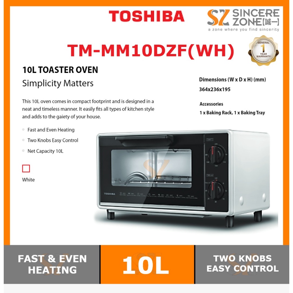 Toshiba TM-MM10DZF(WH) 10L Toaster Oven | Shopee Malaysia