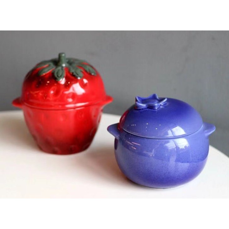 French cool color LE CREUSET ceramic blueberry jar, strawberry jar ...