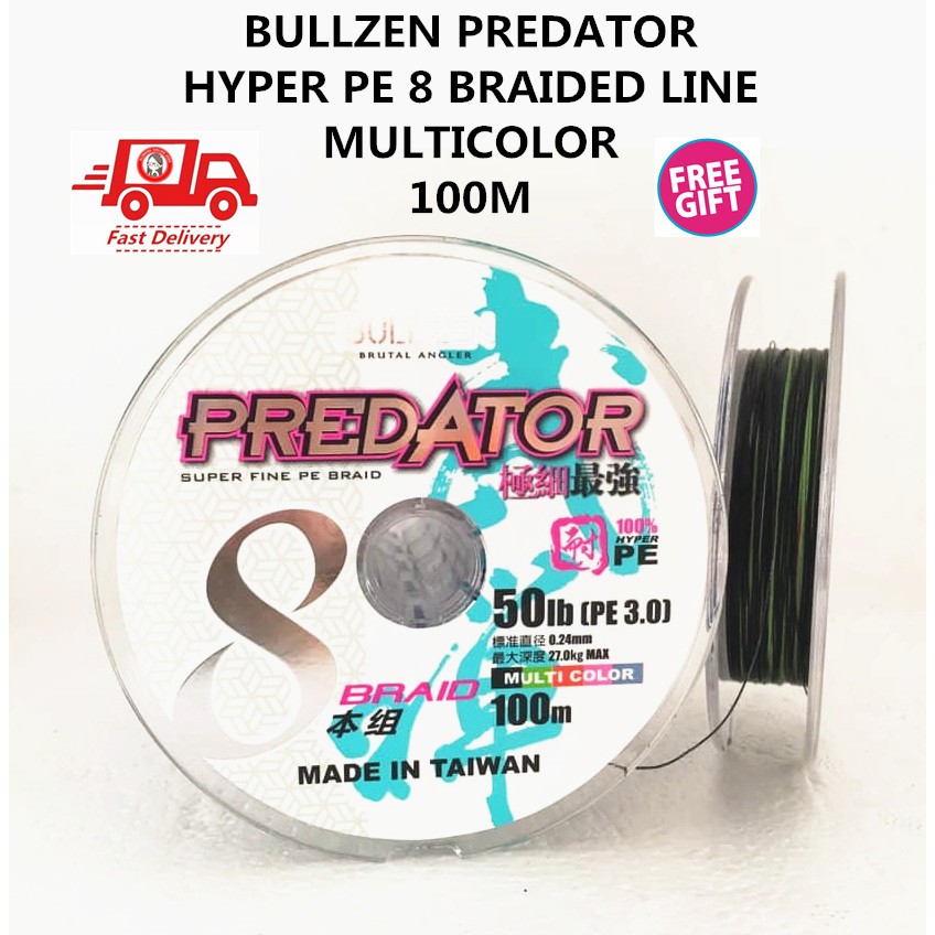 BULLZEN PREDATOR HYPER PE 8 BRAIDED LINE MULTICOLOR 100M | Shopee Malaysia
