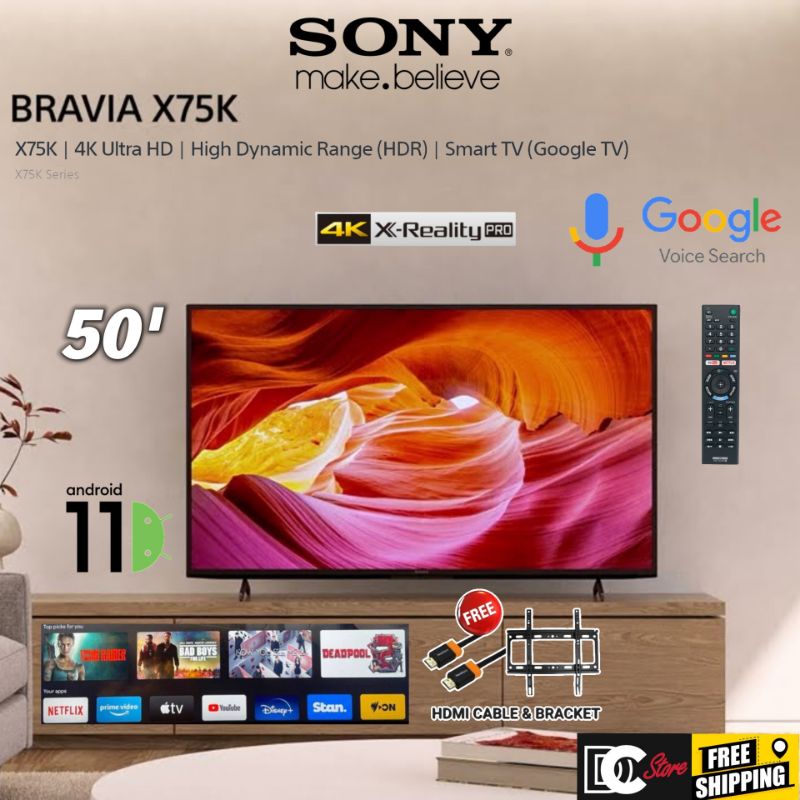 Sony TV Android 50 Inch 4K HDR Android TV / Google TV - KD-50X75 / KD ...