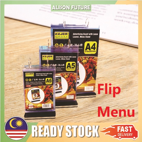 A4/A5/A6 Size Six Page Restaurant Acrylic Flip Menu Stand Menu Display ...