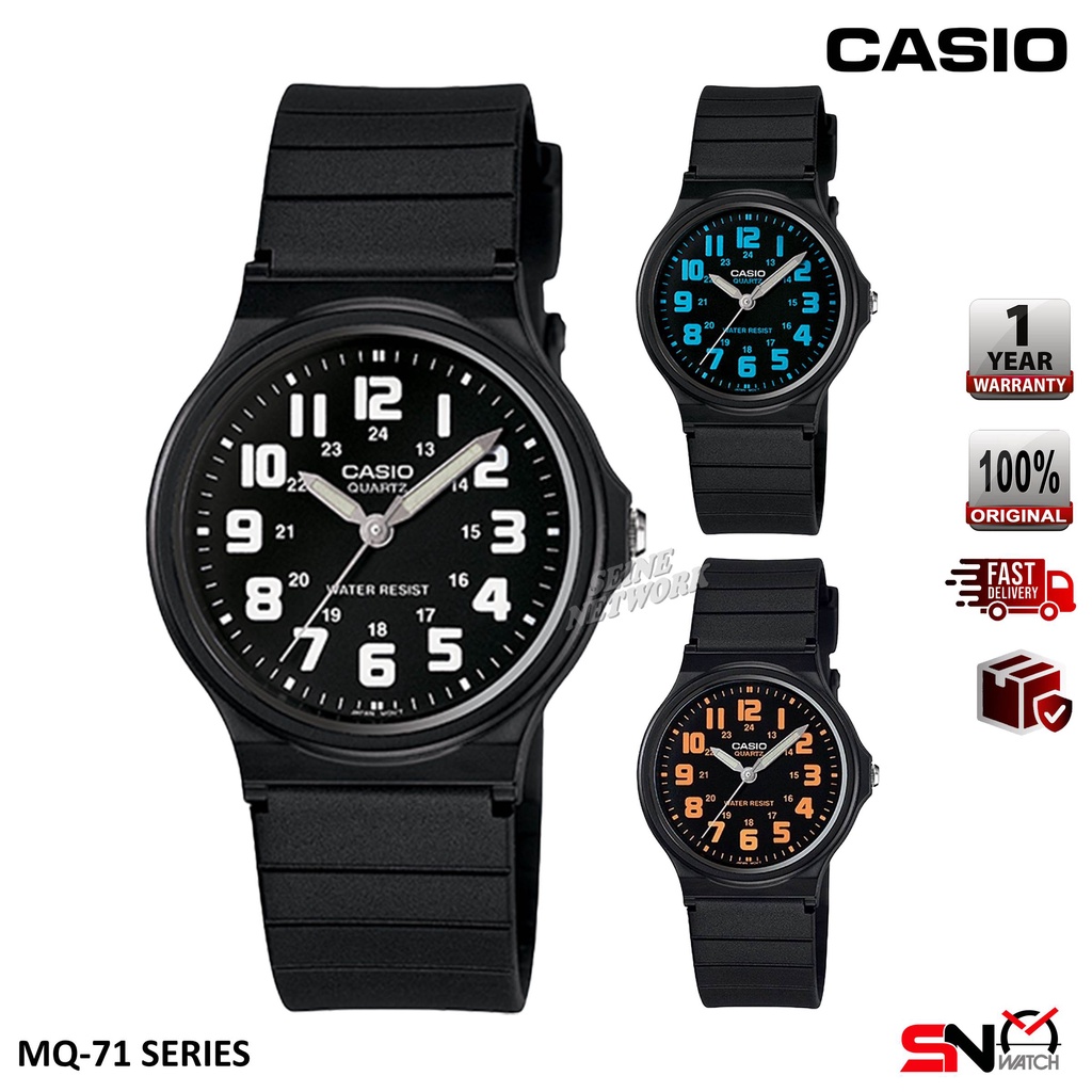 Casio MQ-71 Small Size Quartz Analog Black Resin Band Unisex Kid's Watch Jam Tangan Budak ...