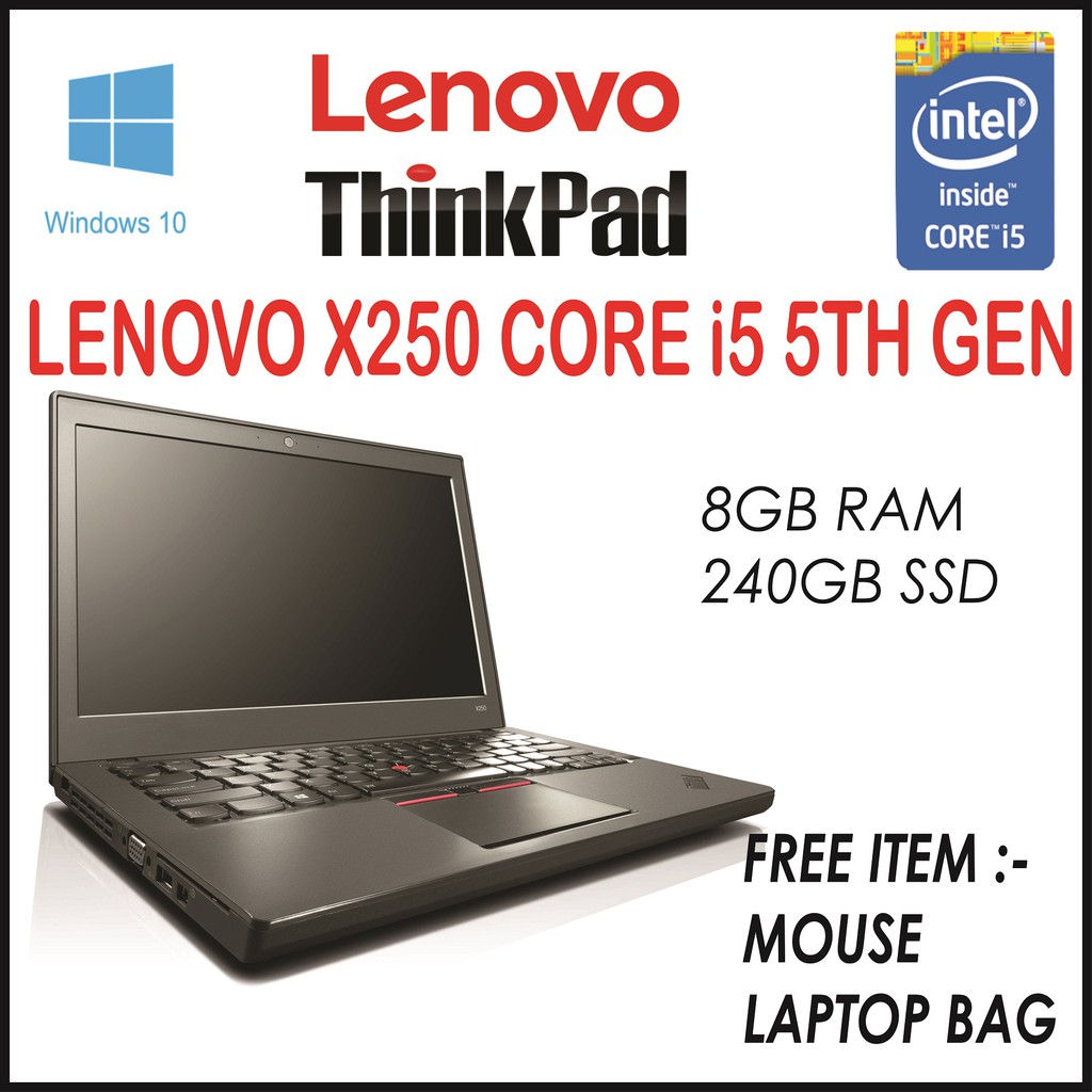 (REFURBISHED) LENOVO THINKPAD X250-5300U 5TH GEN/ 240GB SSD/ 8GB RAM ...