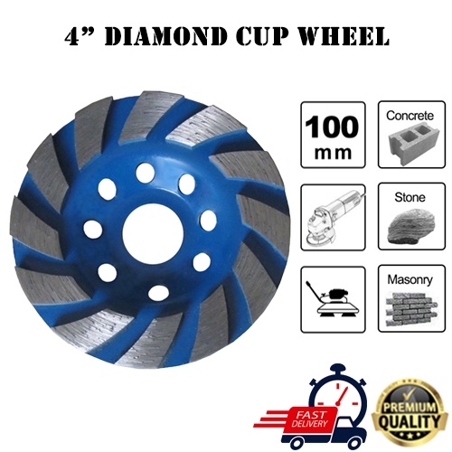 4'' (100MM) DIAMOND CUP WHEEL SEGMENT GRINDING CUP WHEEL DISC GRINDER ...
