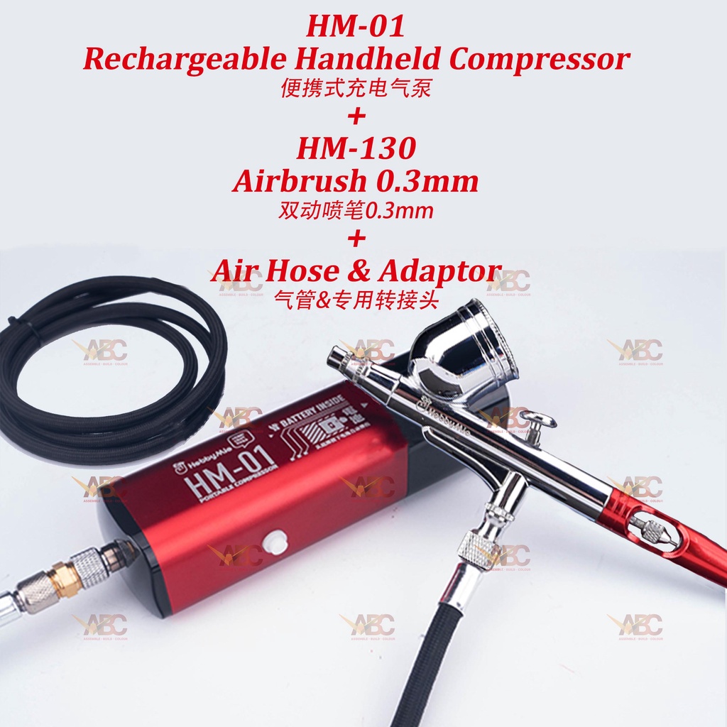 (HobbyMio) HM01 HM02 Rechargeable Handheld Compressor - Portable Airbrush Air Pump Model Kit ...