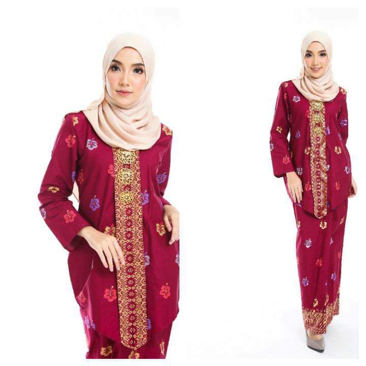 BAJU KEBAYA BUNGA RAYA COTTON | Shopee Malaysia