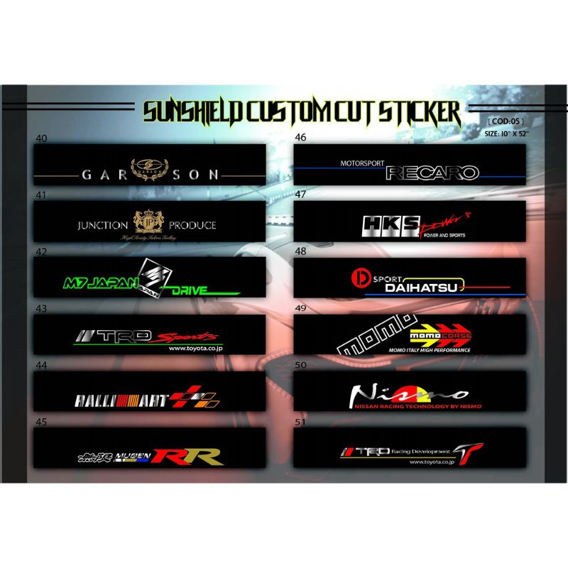 FRONT WINDSCREEN WINSHIELD STICKER - GARSON JUNCTION PRODUCE M7 TRD ...
