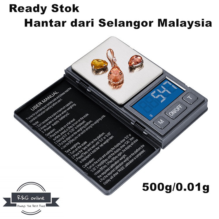 M6 500g/0.01g Mini Digital Jewelry Pocket Scale / Penimbang digital ...