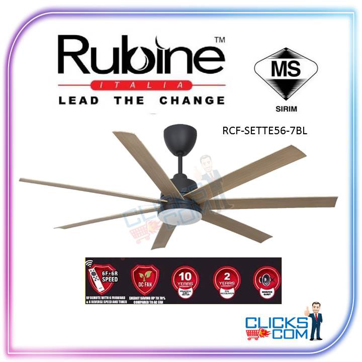 RUBINE CEILING FAN DC MOTOR - RCF-SETTE56-7BL-BLT | Shopee Malaysia