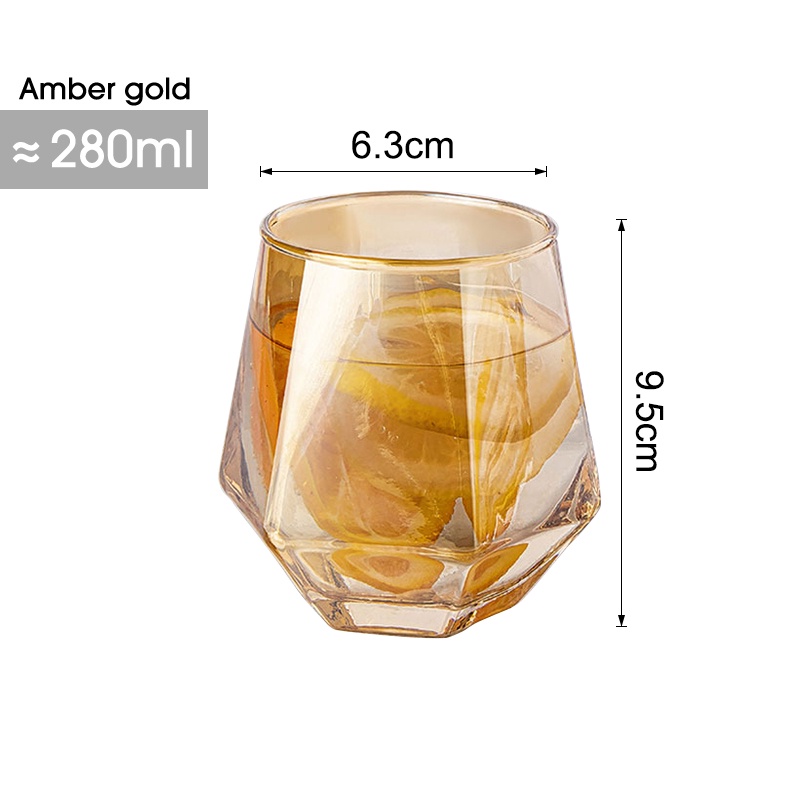 YOGO Diamond Glass Cup Whisky Mug Heat-Resistant Coffee Glass Cup Drink ...