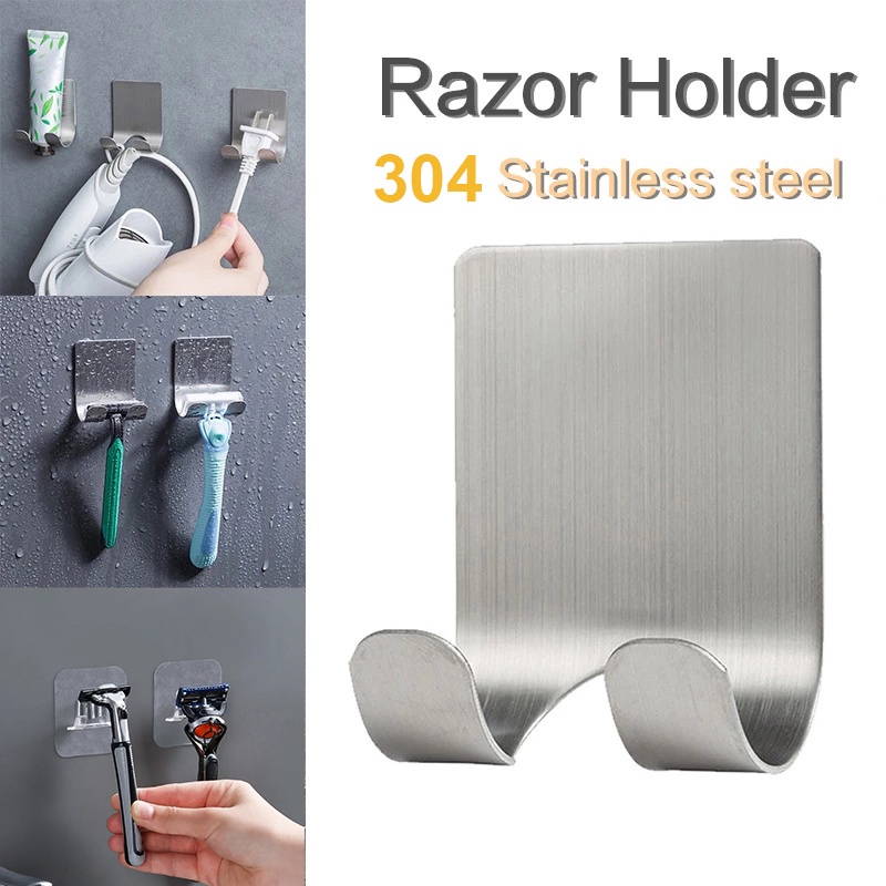 304 Stainless Steel Shaver Storage Rack Shelf Razor Holder Wall ...