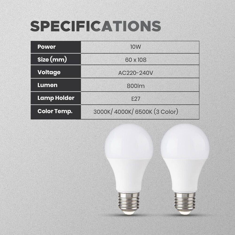 LED BULB 10W 15W E27 3 STEP ON/OFF COLOR CHANGING LED LIGHT BULB ...