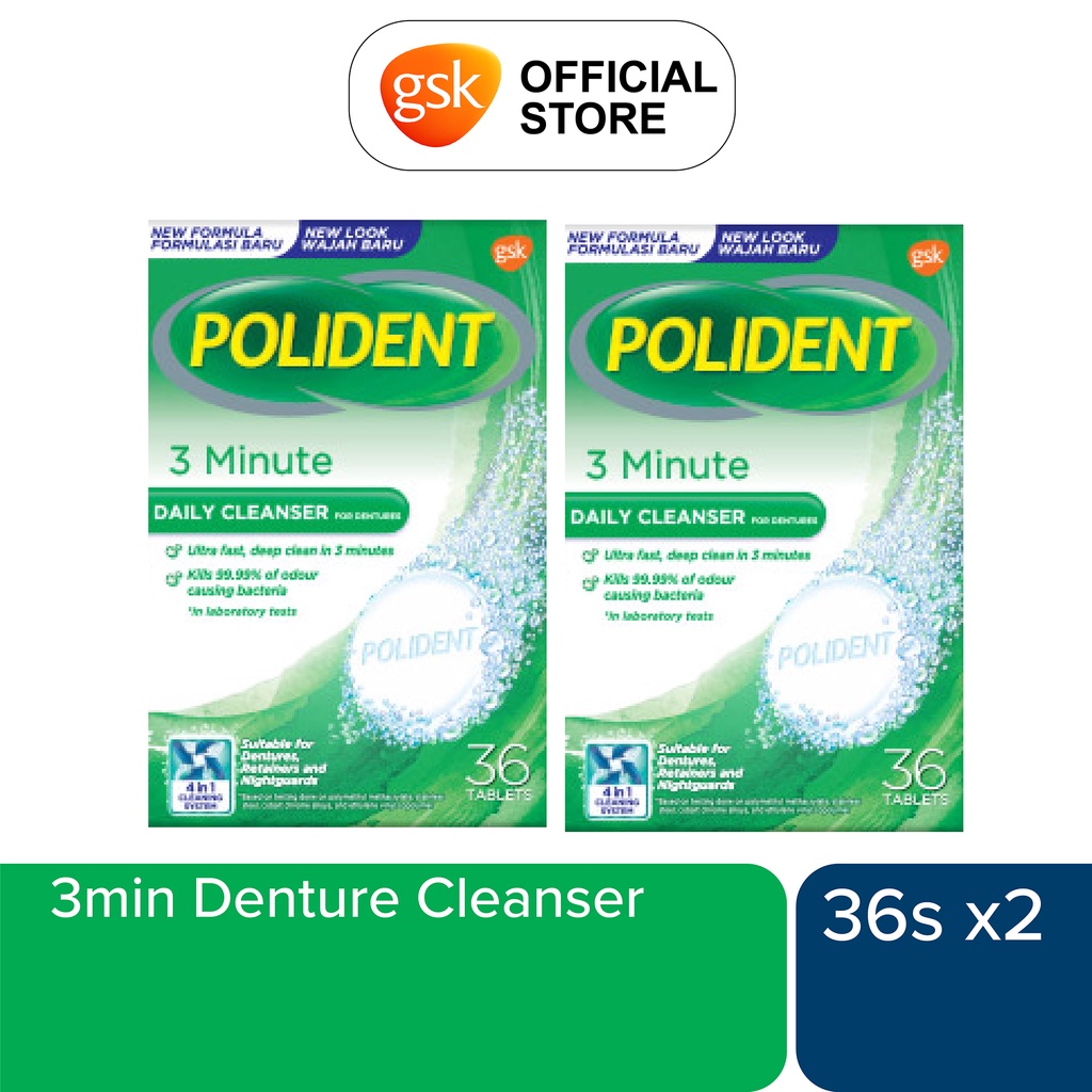 Polident Denture and Retainer Cleaning Tablets, 3 Minute Daily Cleanser ...