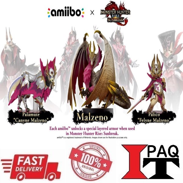 Amiibo Monster Hunter Rise Sunbreak (Malzeno / Canyne Malzeno Palamute ...