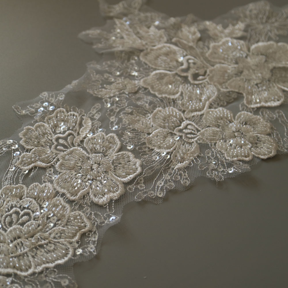 1 yard luxury beaded embroidery lace appliques for wedding dresses ...