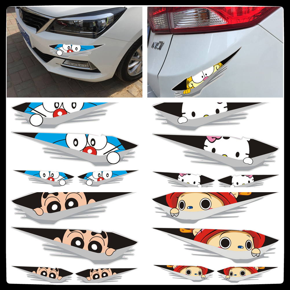 【Left+Right】Cartoon Doraemon Baymax Car Sticker Cartoon Waterproof Car ...