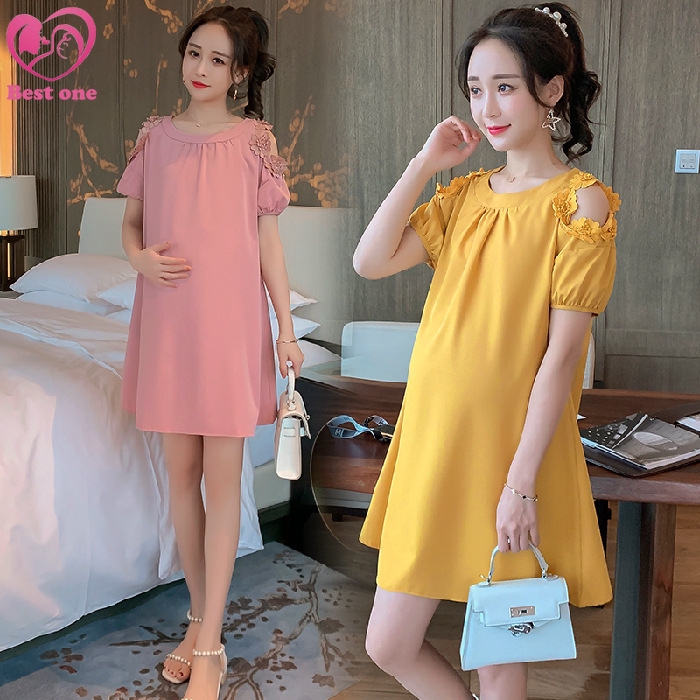 2020 Korean Fashion Maternity Dress Off Shoulder Pregnant Dresses ...