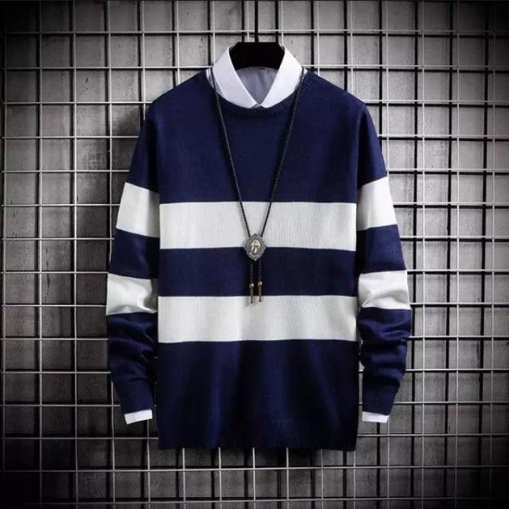 PRIA Men's Striped Knitted sweater// Men's Knitted sweater strainght ...