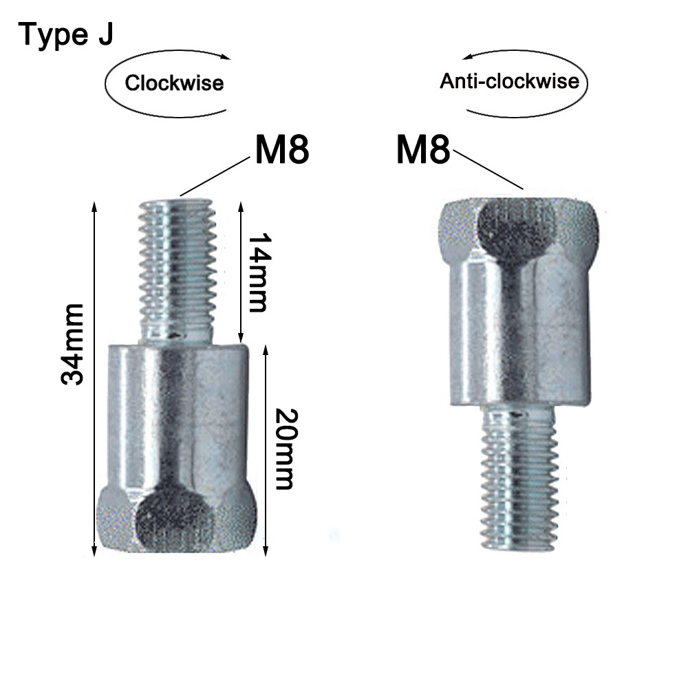 1pc 10mm Clockwise Black Steel Metal Motorbike Mirror Screw Adapter ...