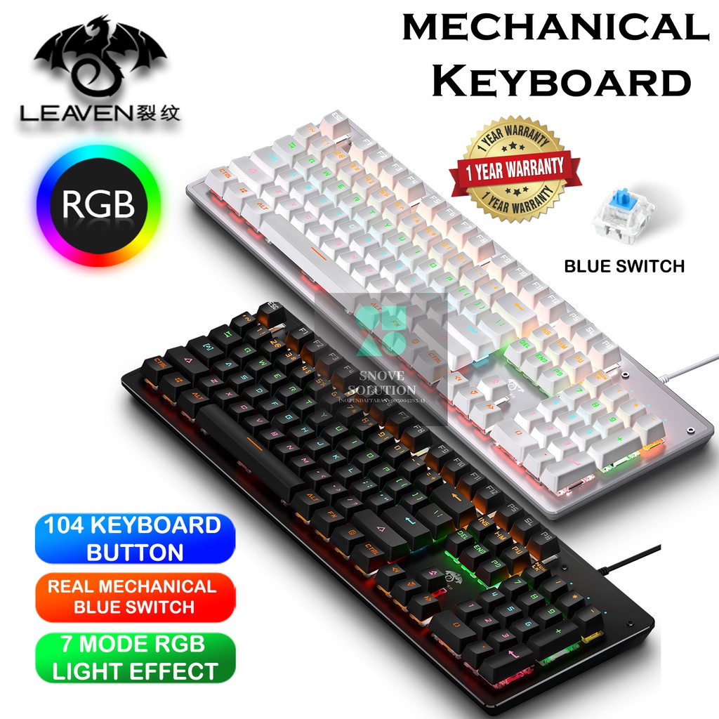 LEAVEN REAL Blue Switch RGB Mechanical Keyboard 104 Button/Gaming Keyboard | Shopee Malaysia