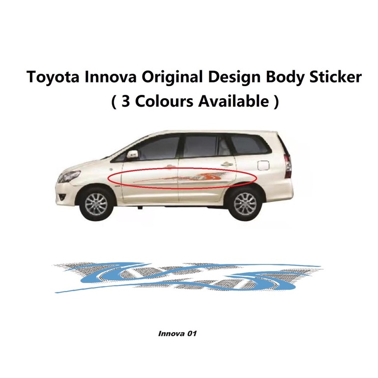 Toyota Innova Body Sticker Original Design 2 Designs - 3 Colours ...