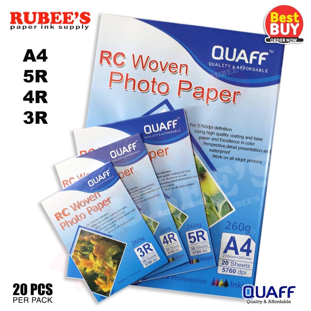 QUAFF RC Woven A4 / 5R / 3R / 4R Size 260gsm || No Back Print (20 ...