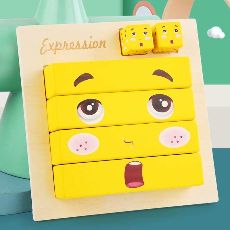 🐳Wooden Expression Changing Blocks Expression Dice Emoji Expression ...