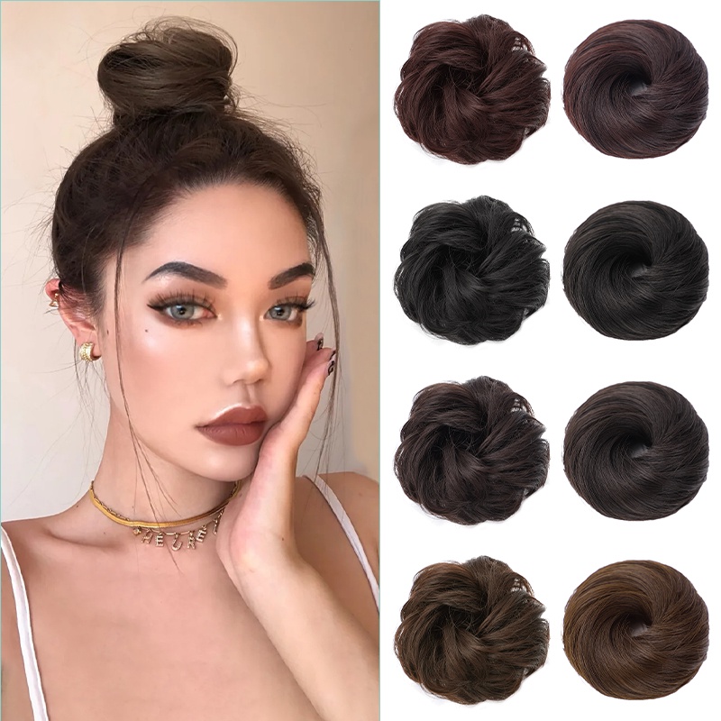 straight hair Curly Chignon Hairpiece Bun Drawstring for women ...