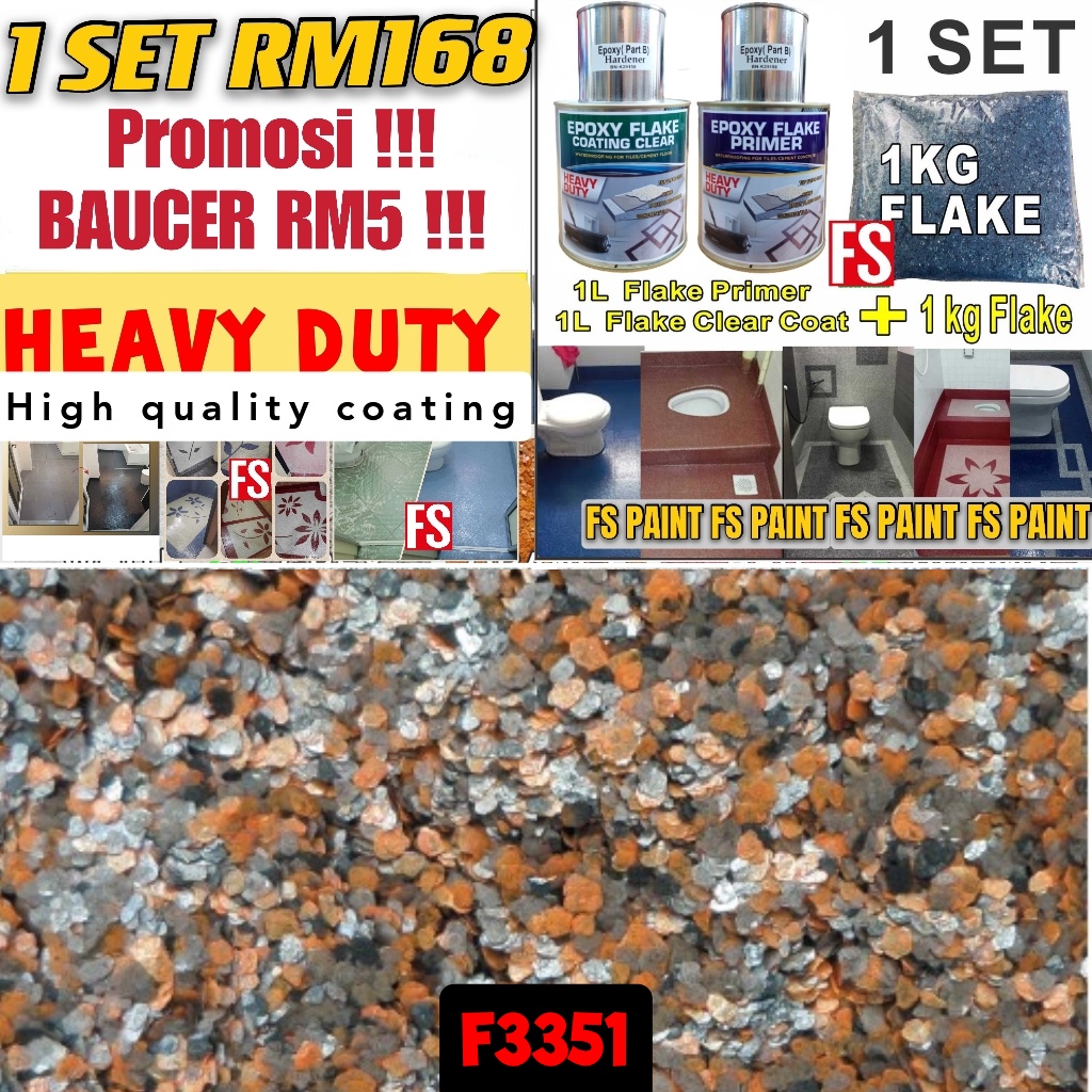 ( F3351 ) Full Set Epoxy Colour Flake Coating ( 1KG FLAKE / 1L PRIMER ...