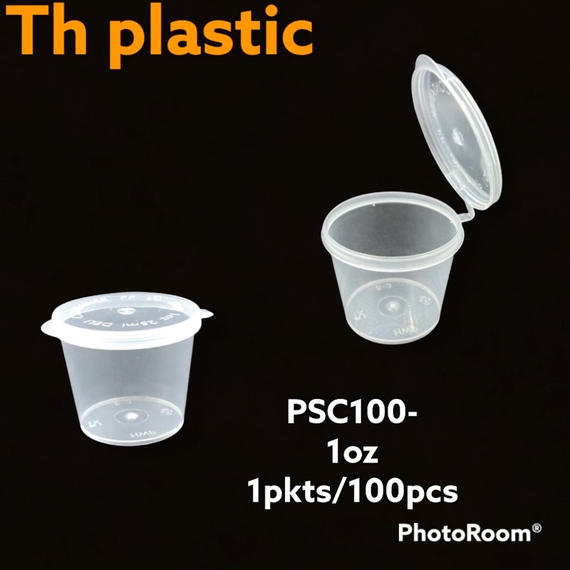 PSC100/1oz Round Disposable Plastic Food Container Hinged Lid [ 100pcs± ...