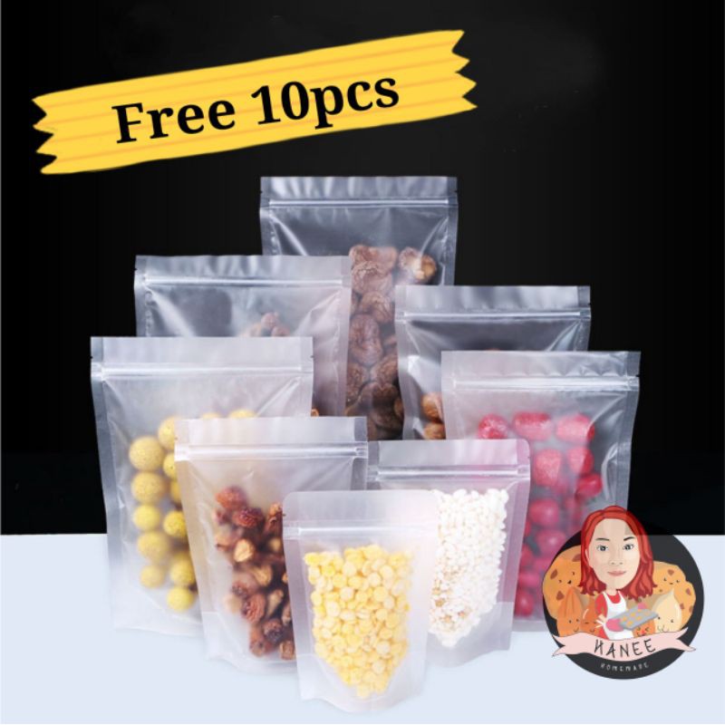 Matte Zipper Zip Lock Bag ±50pcs (*Free10pcs) Transparent Stand ...