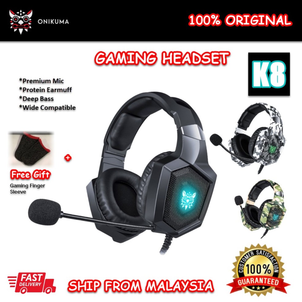 Onikuma K8 [ready Stock] Rgb Gaming Light Full Over Ear Cover Heavy