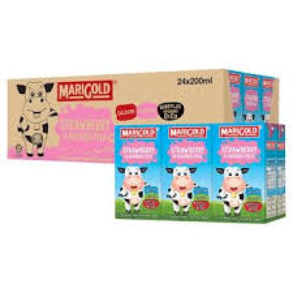 MARIGOLD UHT Strawberry Milk / Susu Strawberi 200ml x 24 | Shopee Malaysia