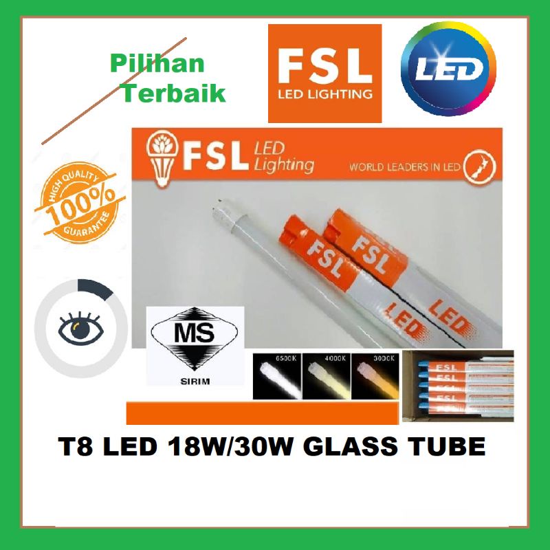 [SIRIM] FSL T8 LED 18w Glass Tube 1200mm Daylight Warmwhite Coolwhite | Shopee Malaysia